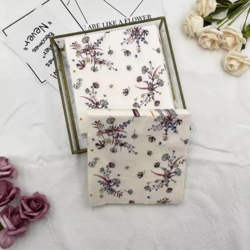 Colourful-Printed-Napkins-Fresh-Flowers-Wedding-Disposable-Table ...