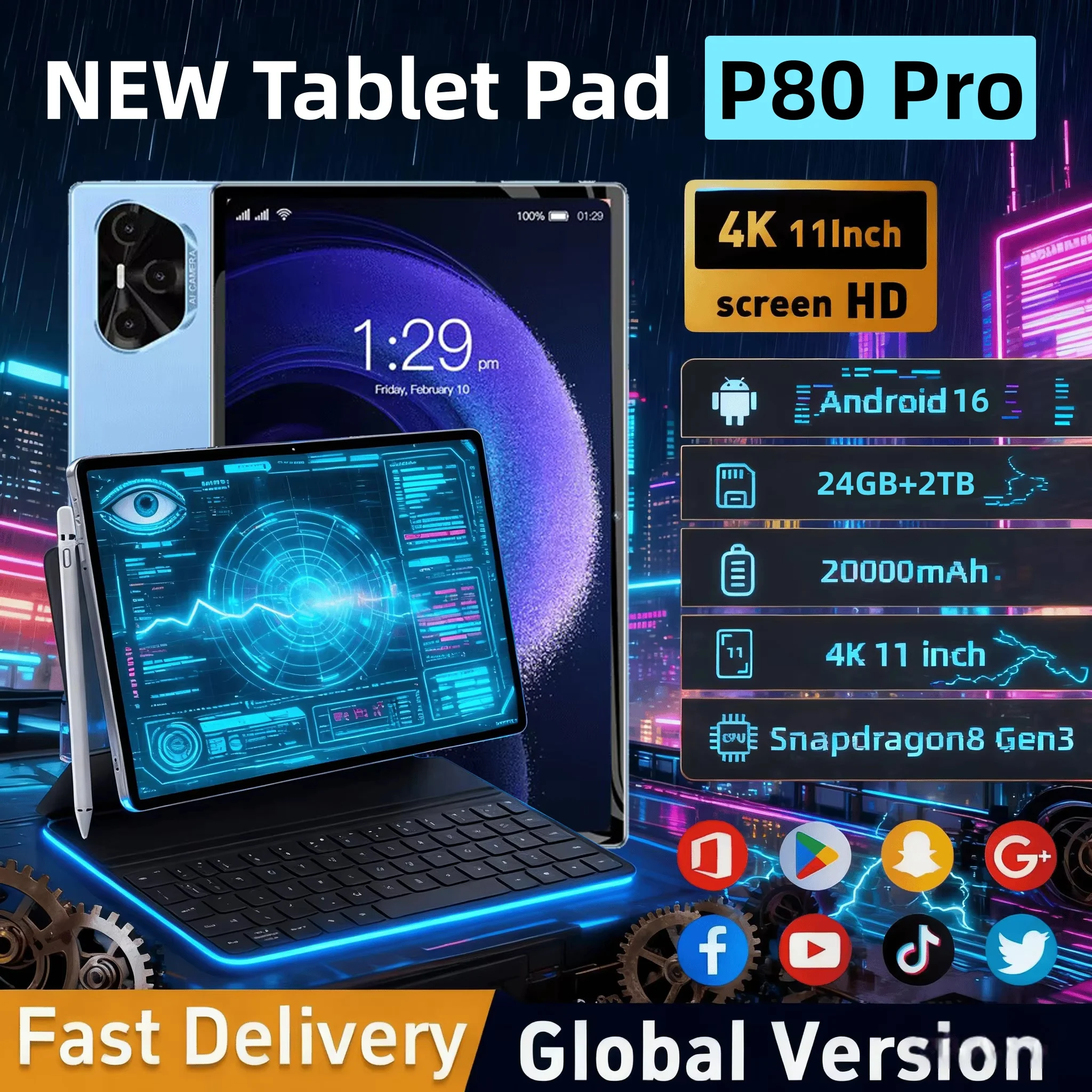 NUEVA Tableta Versión Global Pad P80 Pro Android 15 22GB 2TB 11 ...