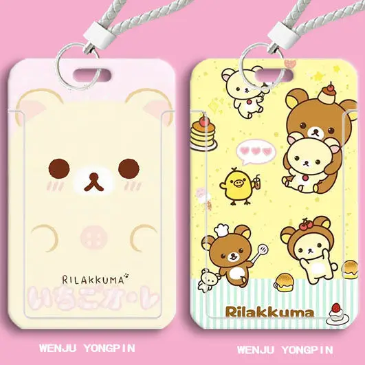 Rilakkuma Id Card Holder Keychains Kawaii Relaxed Bear Passport Cover ...