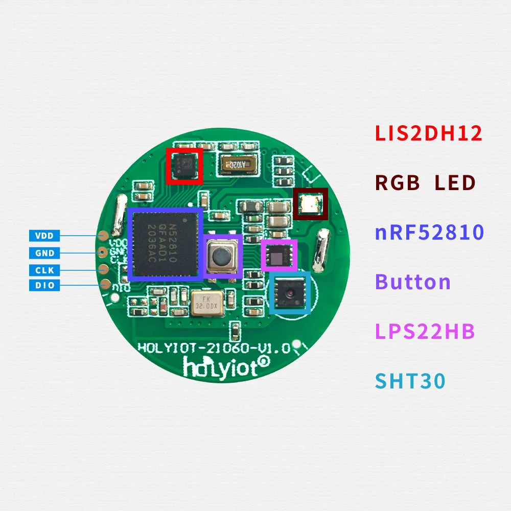 NRF52810 ble 5.0 LIS2DH12 SHT30 LPS22HB Sensor| | - AliExpress