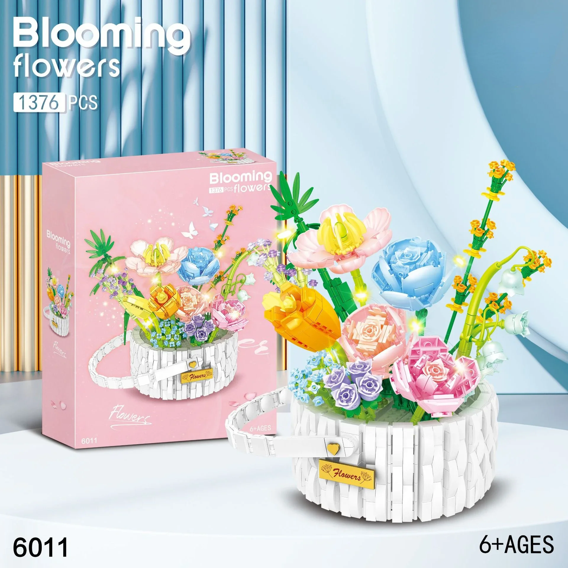 Building-block-flower-blue-potted-eternal-life-flower-creative ...