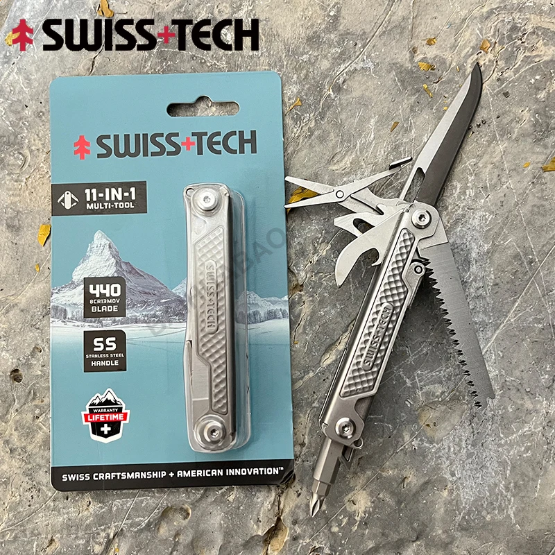 SWISS-TECH-11-in-1-Folding-Multitool-Knife-Outdoor-Mini-Pocket-Portable ...