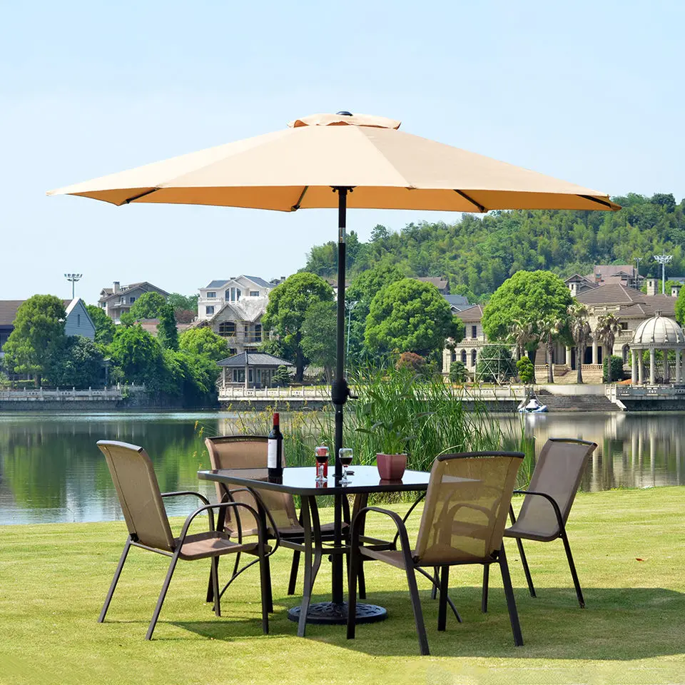 Outdoor-Central-Column-Garden-Sun-Umbrella-Sunshade-Rainproof-Patio ...