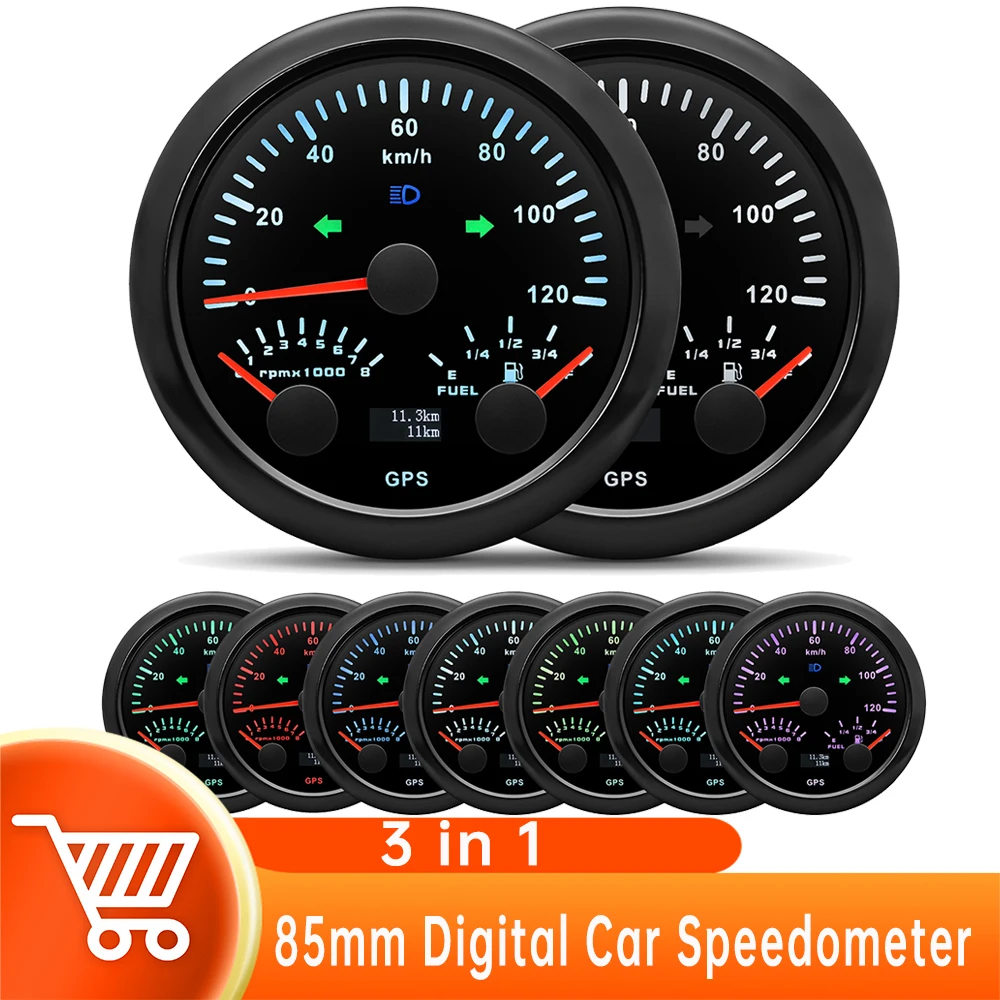 3-in-1-Gauge-Speedometer-Tachometer-Fuel-Gauge-with-GPS-Cable-7-Color ...