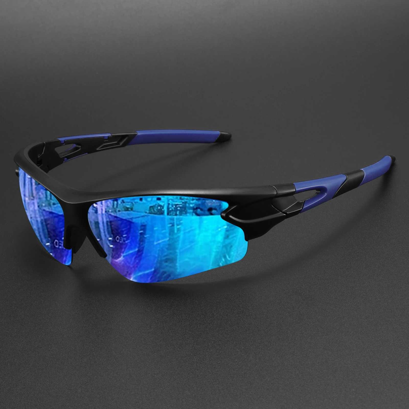 New Wraparound Sports Sunglasses Semi-Rimless Lightweight for Cycling ...