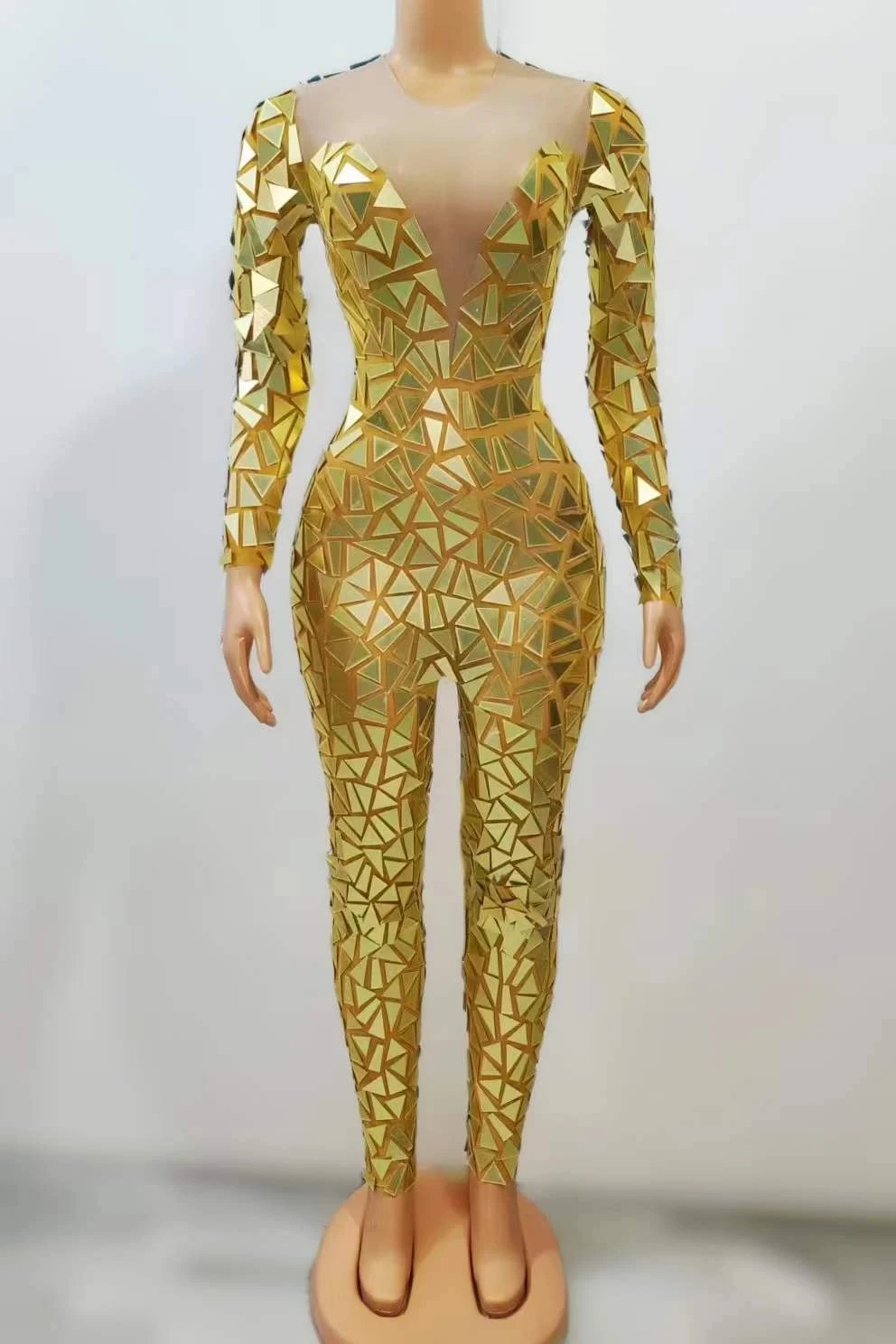 Party-Mirrors-Long-Sleeves-Transparent-Jjumpsuit-Birthday-Celebrate ...