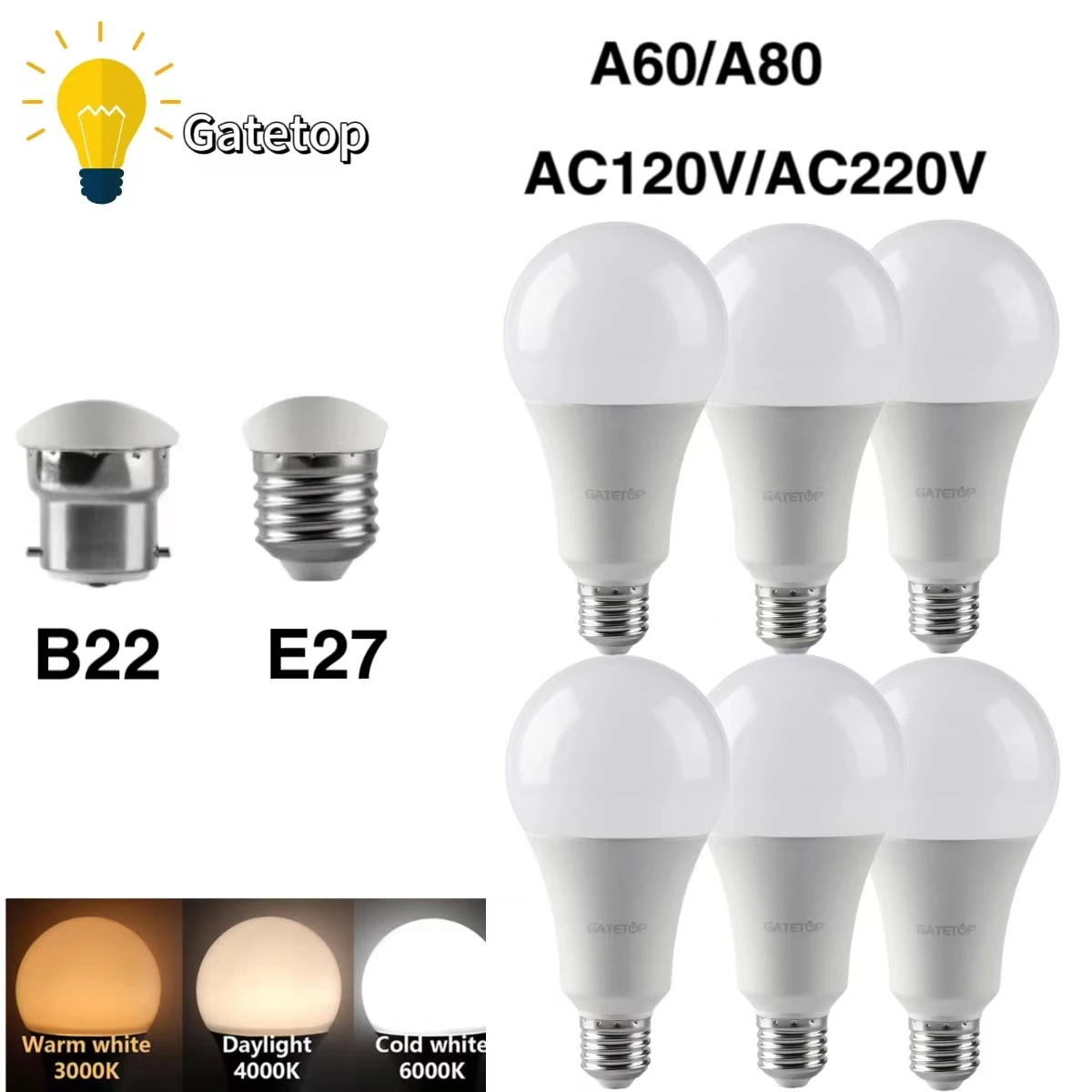 L-mpada-LED-Dia-Branco-Quente-Luz-Branca-Fria-para-Interior-de-Casa-8W ...