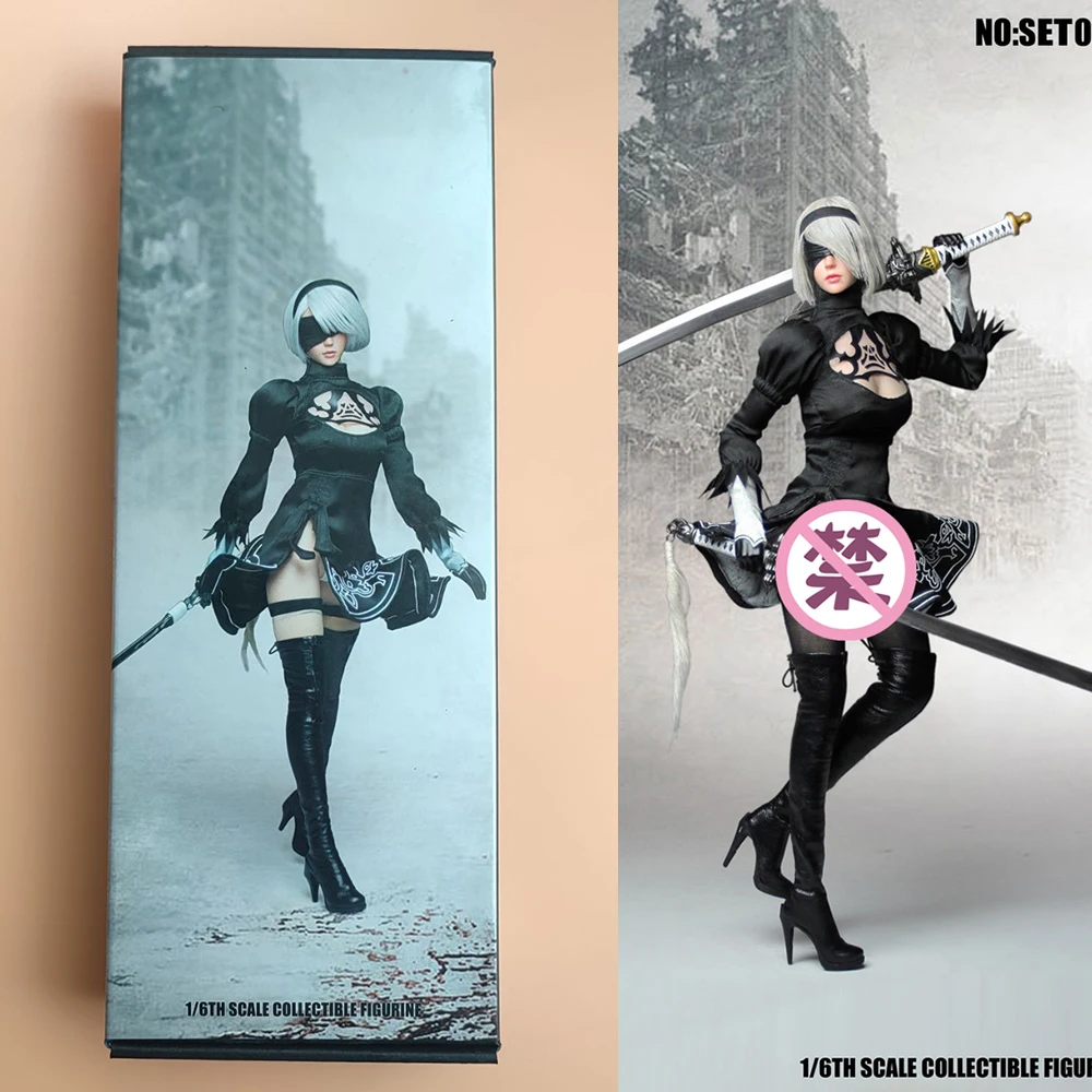SUPER DUCK SET015 1/6 NIER Ulha AUTOMATA YORHA Robot Suit 2B Miss Sister Black vestido ropa ...