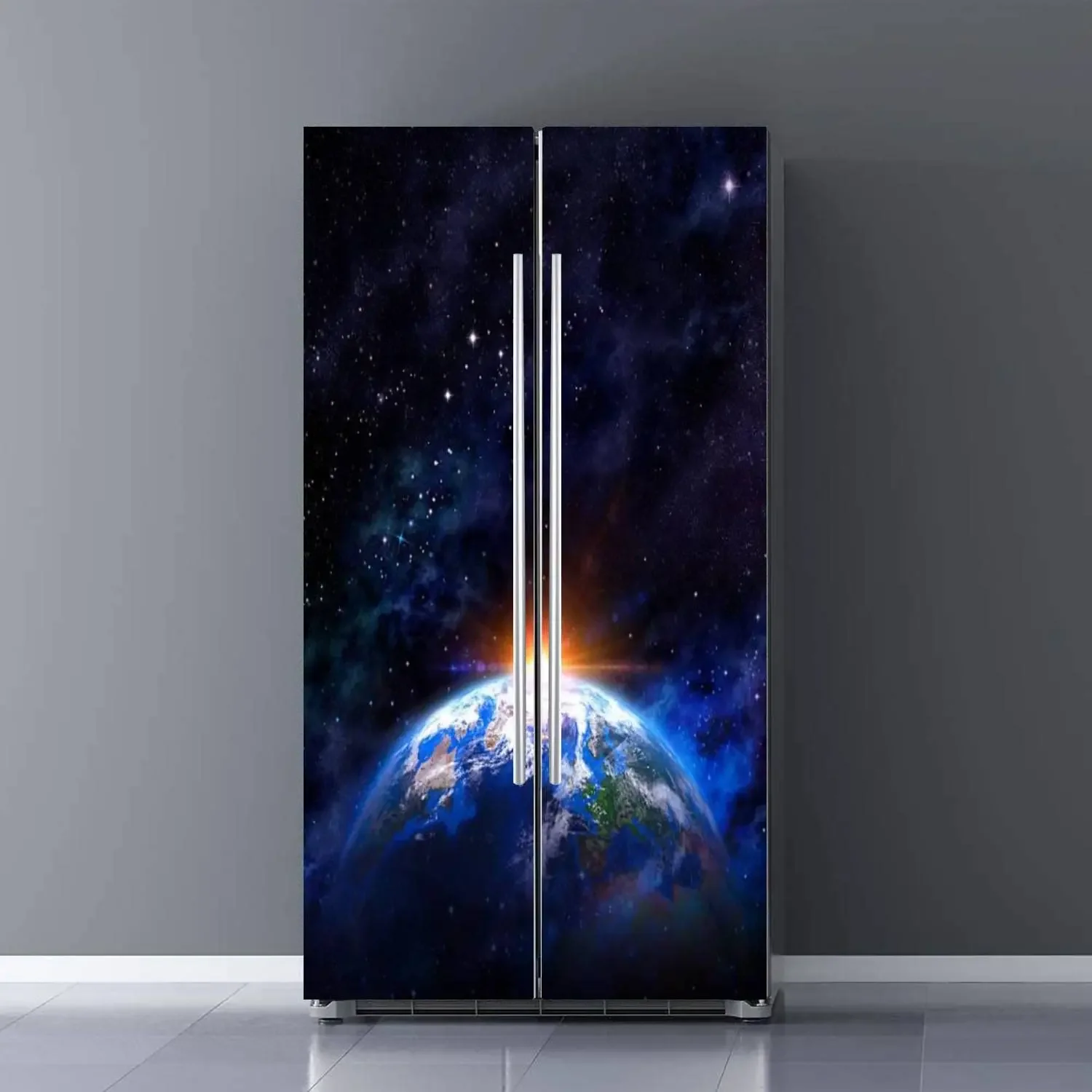 Universe-Earth-Refrigerator-Wrap-Self-Adhesive-Galaxy-Outer-Space-Fridge-Sticker-Cosmos-Starry ...