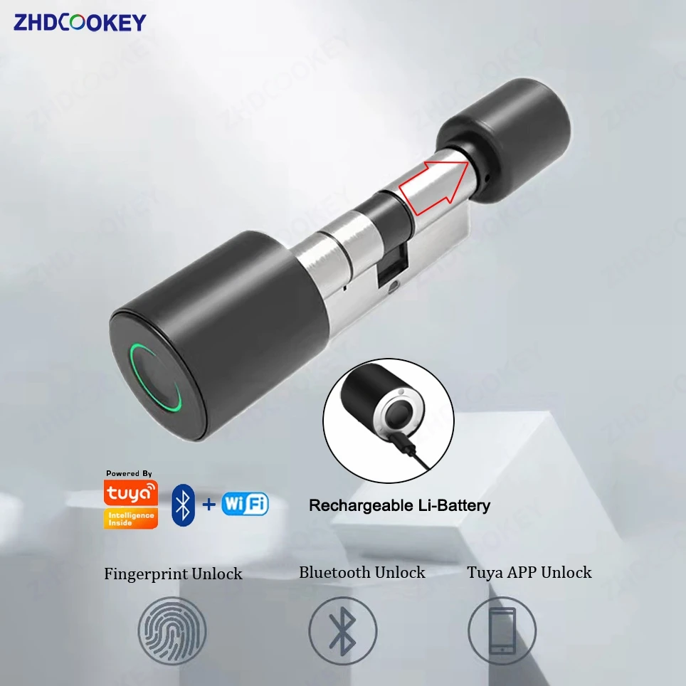 Electronic Cylinder Lock Tuya 90mm Extendable Size Fingerprint ...