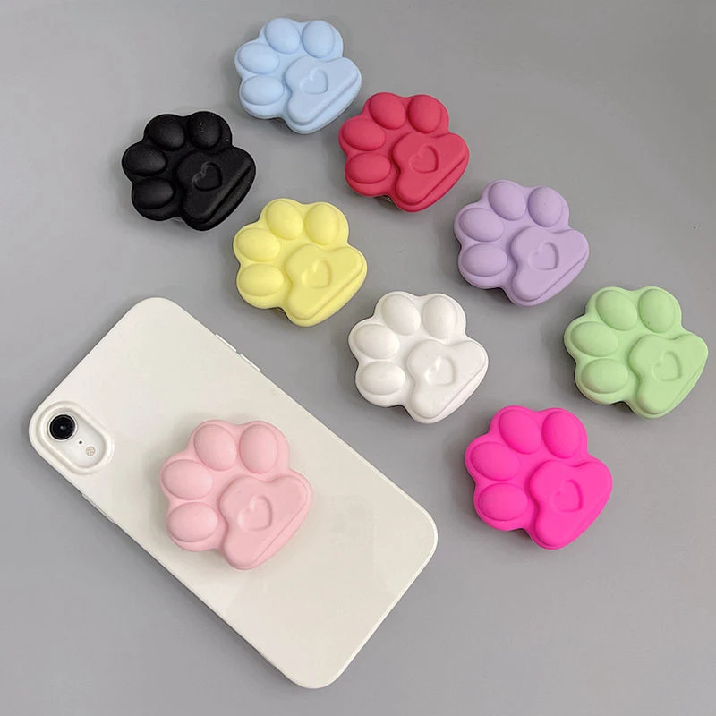 Korean Cute 3D Heart Cat Paw Silicone Finger Griptok Grip Tok Bracket ...