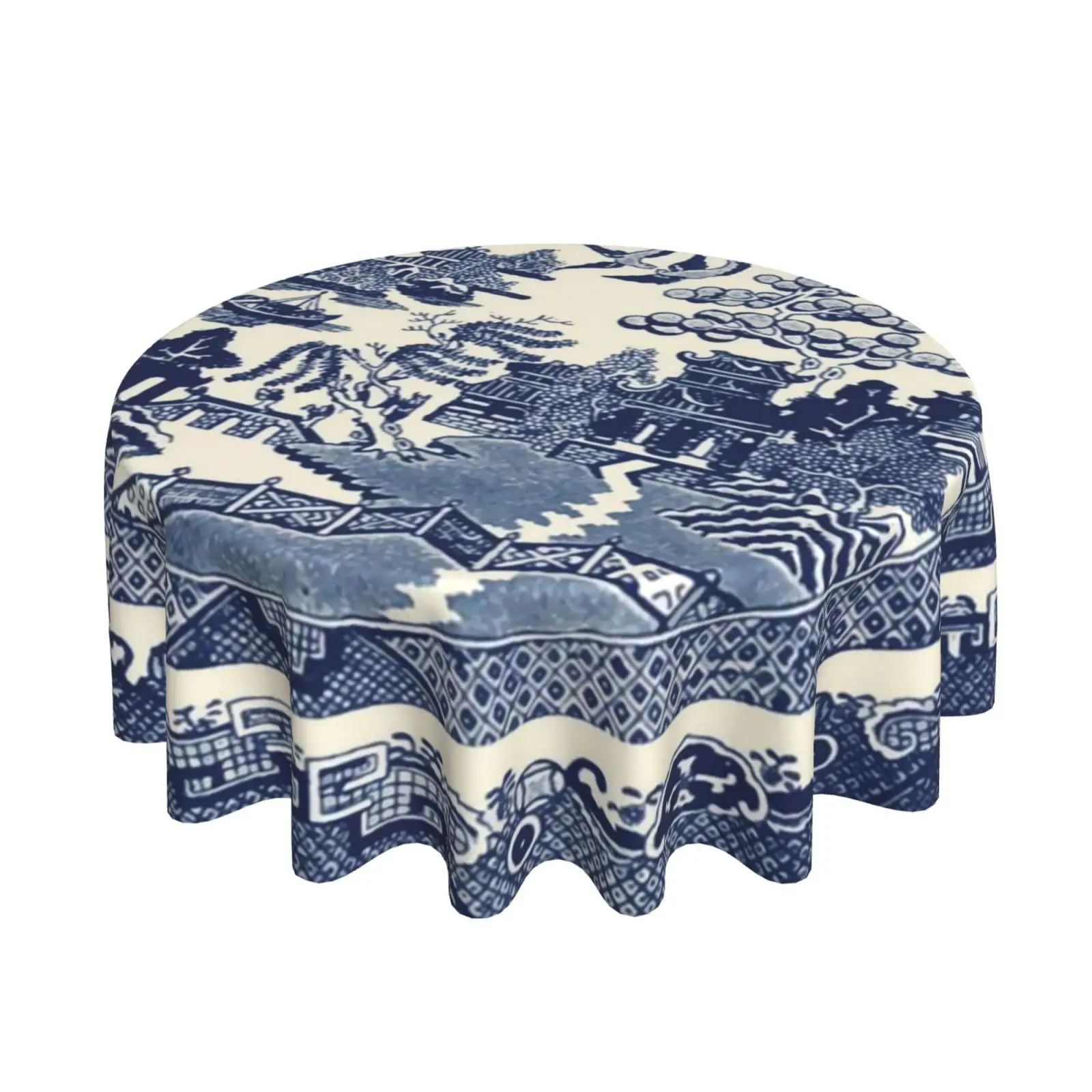 Oriental-Style-Chinese-Blue-Willow-Soft-Microfiber-Round-Tablecloth-60 ...