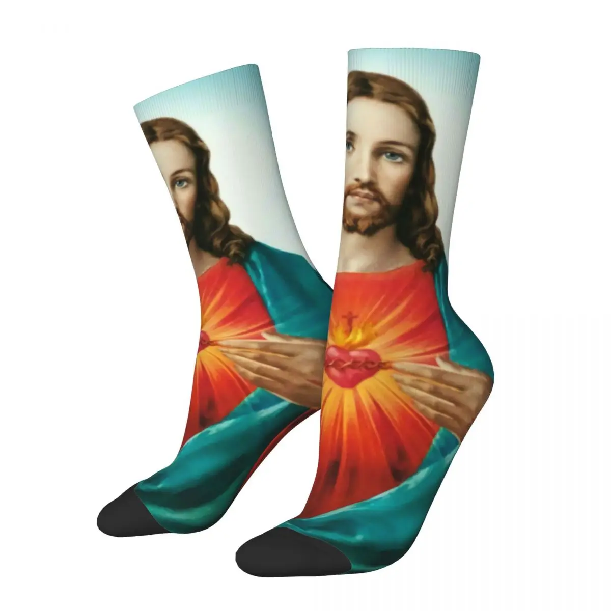 Calcetines-con-estampado-3D-de-Jes-s-para-hombre-calcet-n-de-tubo-medio ...