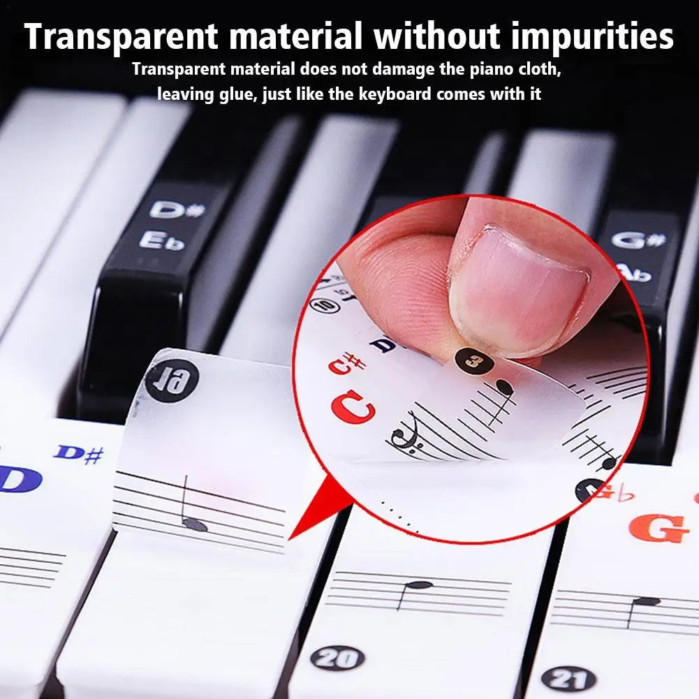 Piano-Key-Sticker-88-61-54-49-For-Tyro-Electronic-Staff-Keyboard-Hand ...