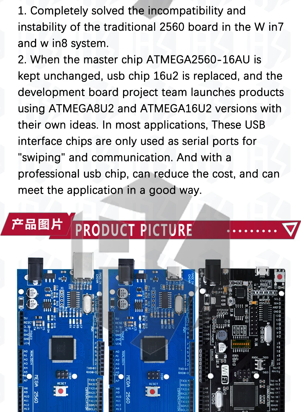 Чип Mega2560 ATMEGA16U2 / Pro Mini MEGA 2560 Mega + WiFi R3 ATmega2560 CH340G для Arduino Mega ...