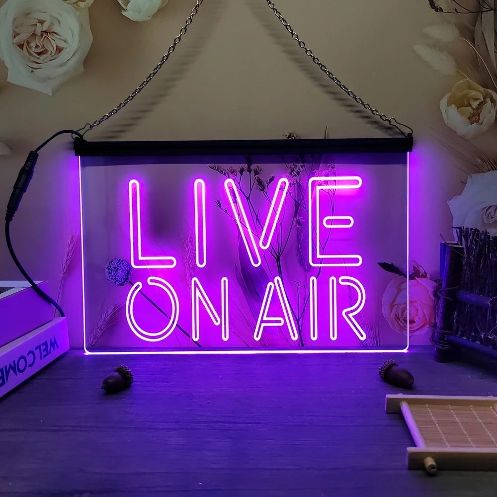 On-Air-Live-Recording-Studio-Video-LED-Neon-Sign-3D-Carving-Wall-Art ...