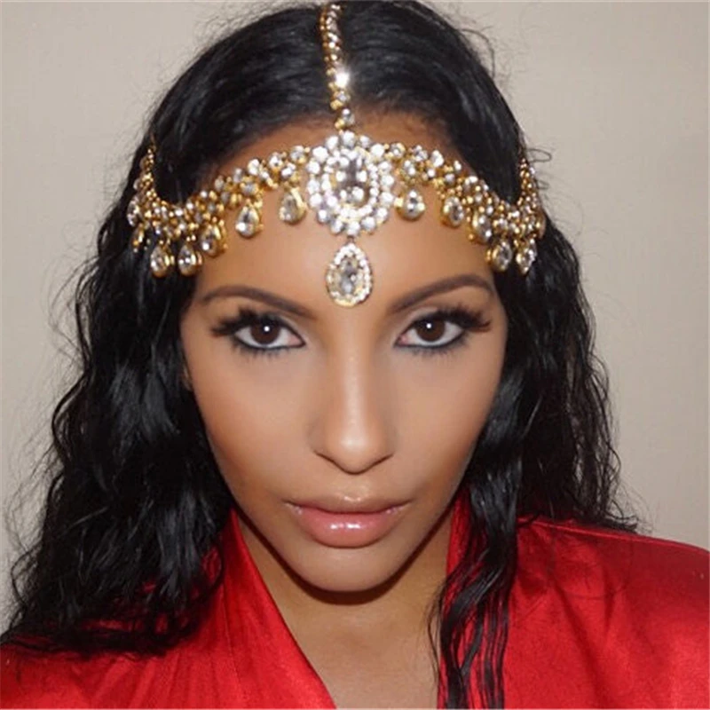 Boho-Vintage-Headband-Crystal-Head-Chain-Bridal-Forehead-Headpiece ...