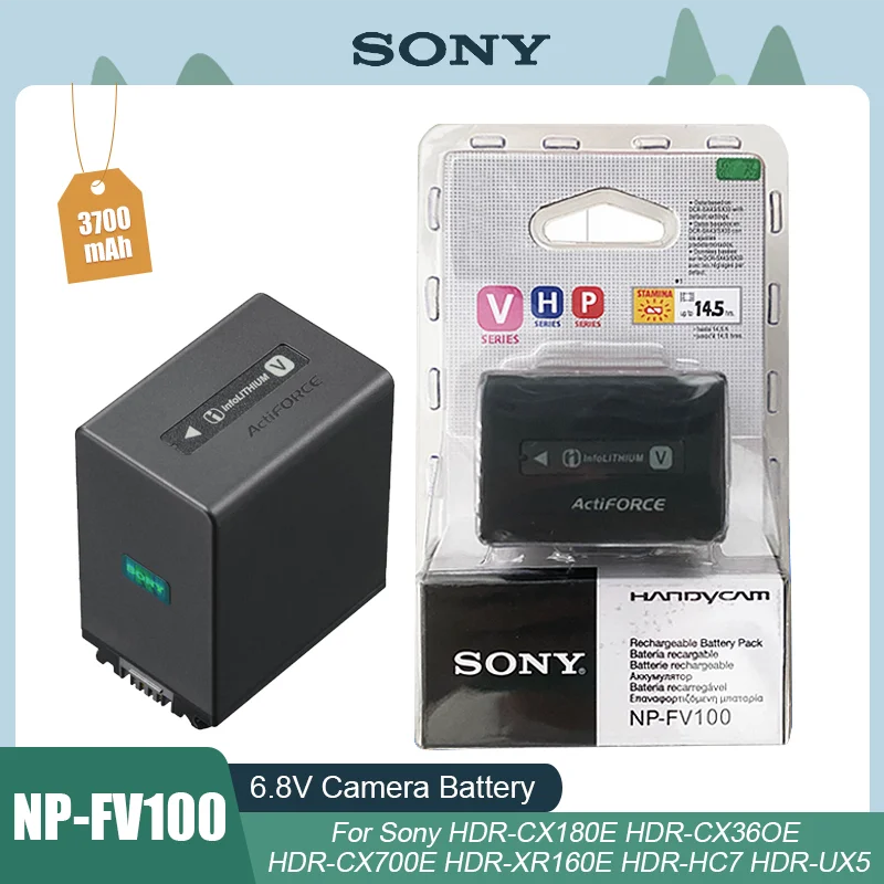 Sony-Batería de cámara NP-FV100 NPFV100 NP FV100, 6,8 V, 3700mah, FV30, FV50, FV70, FP50, FP90 ...