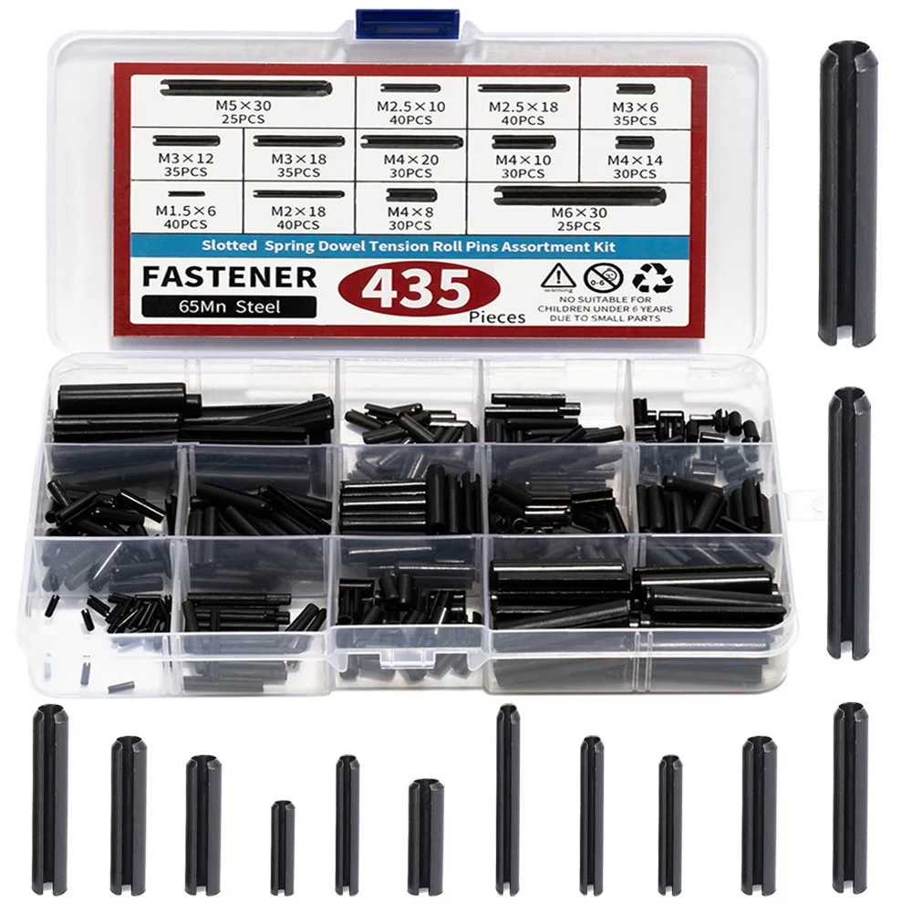 435Pcs-Roll-Pin-Set-Elastische-Cilindrische-Splitpennen-Carbon-Staal ...