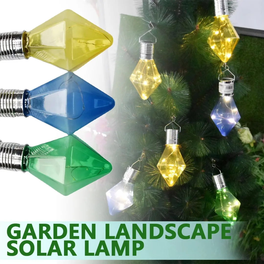 2V/40MA Solar Hanging LED Light Waterproof Garden Rhombu Bulb Light For ...