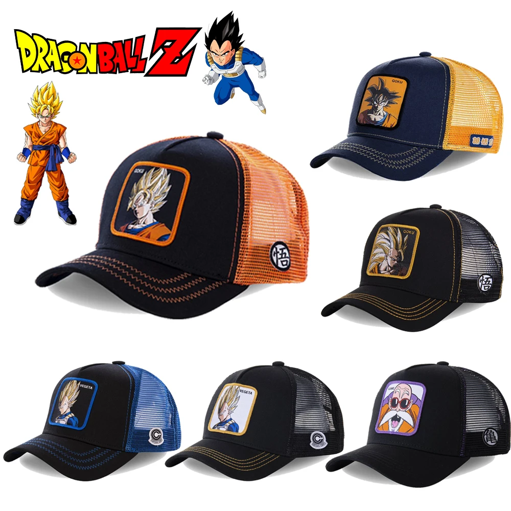 Gorra de béisbol con estampado de Dragon Ball para hombre y mujer, gorro de malla con estampado ...