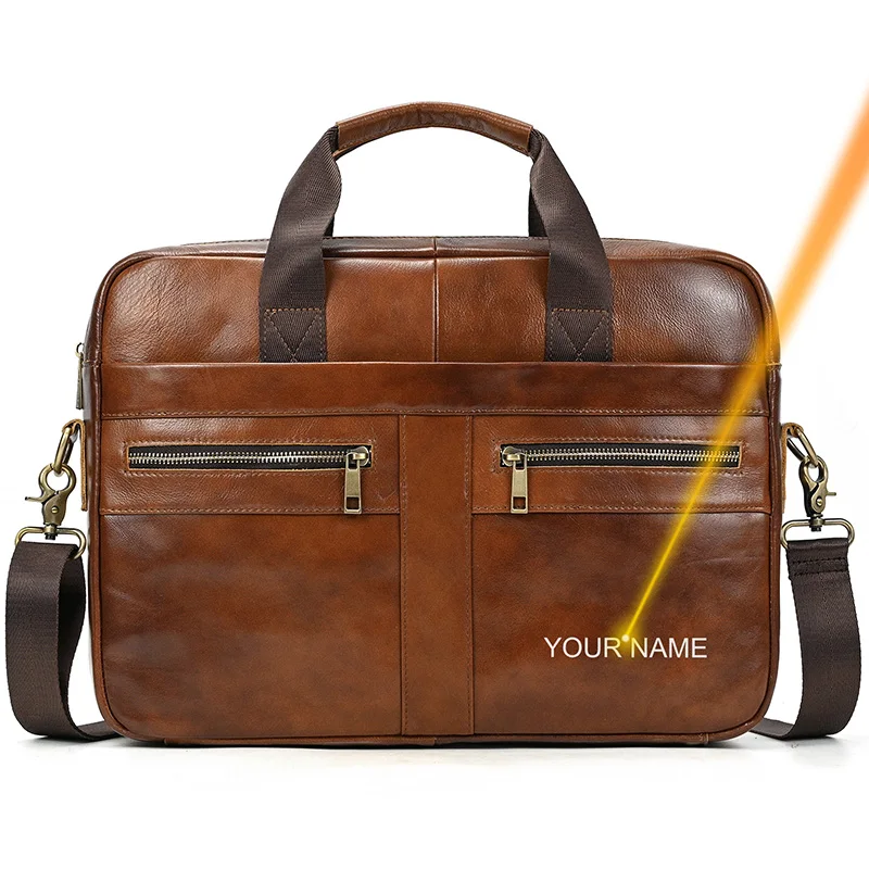 Luufan Genuine Leather Men S Business Handbag 15 Laptop Briefcase Bag