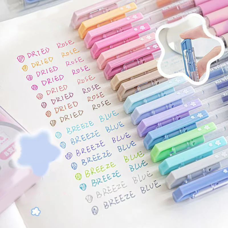 8PC Press the Neutral Pen with 8 Colors for Students to Draw Colored ...