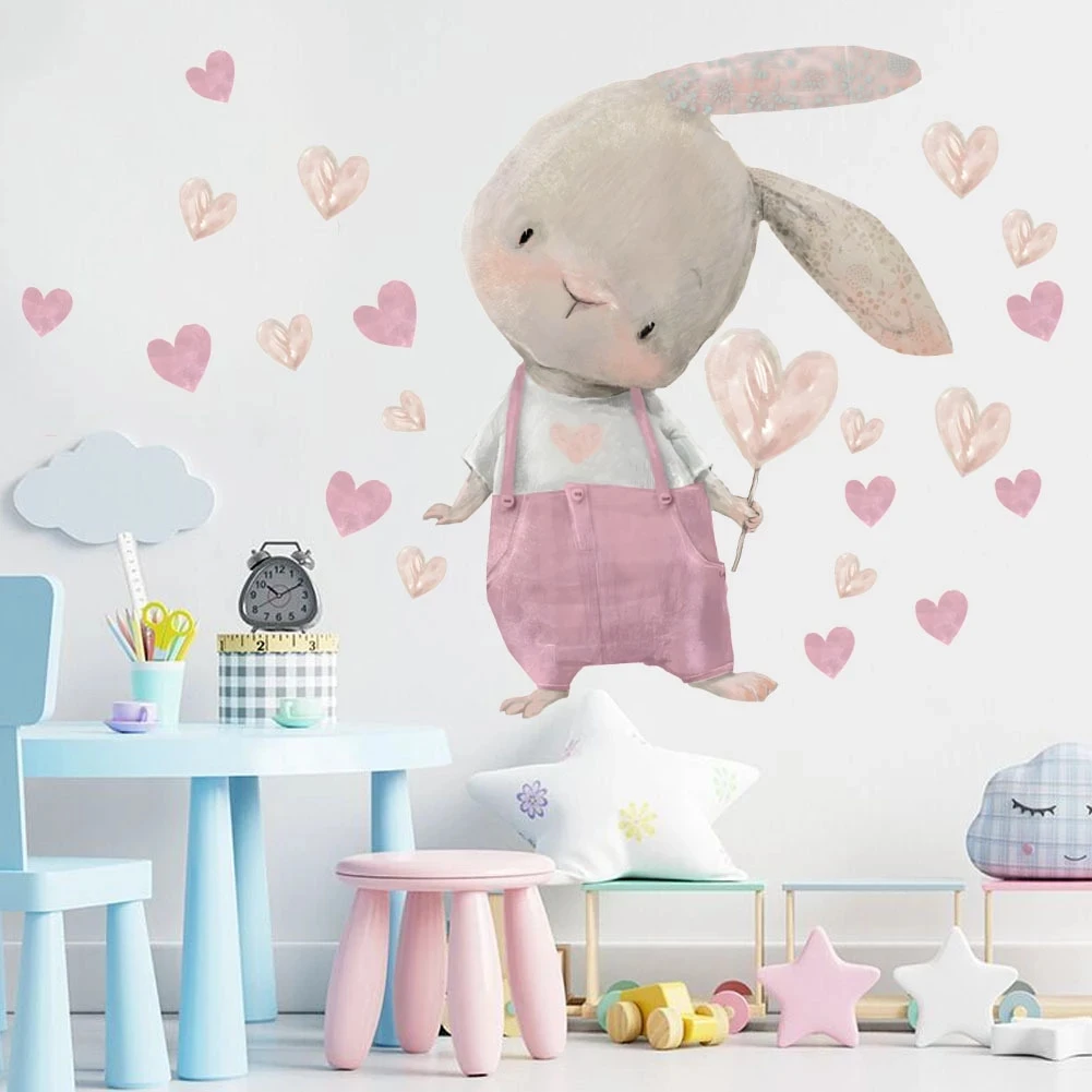 Wall Stickers Rabbit Kids Rooms | Wallpaper Kids Room Rabbit - Cute ...