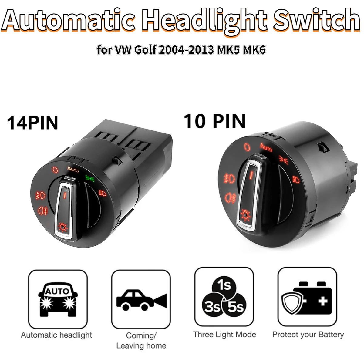 Car Headlight Control Switch 12V Car Head Lamp Control Switch Sensor ...