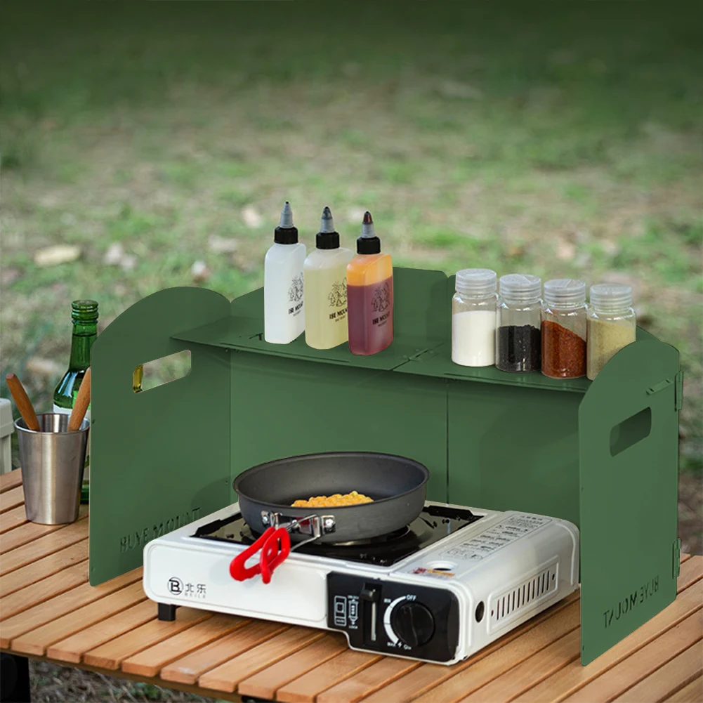Four-Fold Folding Gas Stove Windshield Portable Carbon Steel Outdoor ...