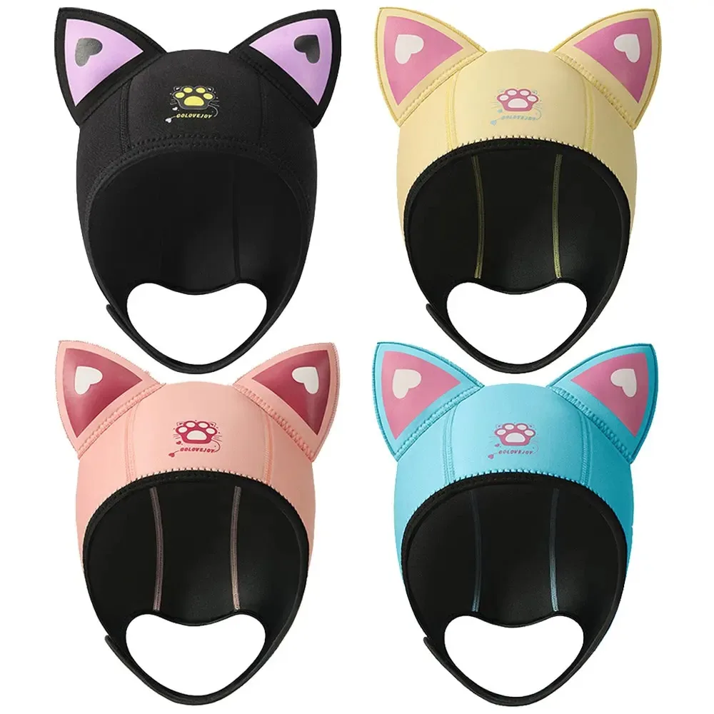 Cat Ears Diving Hood 3mm Neoprene Wetsuit Hood Cute Women Swim Cap for ...