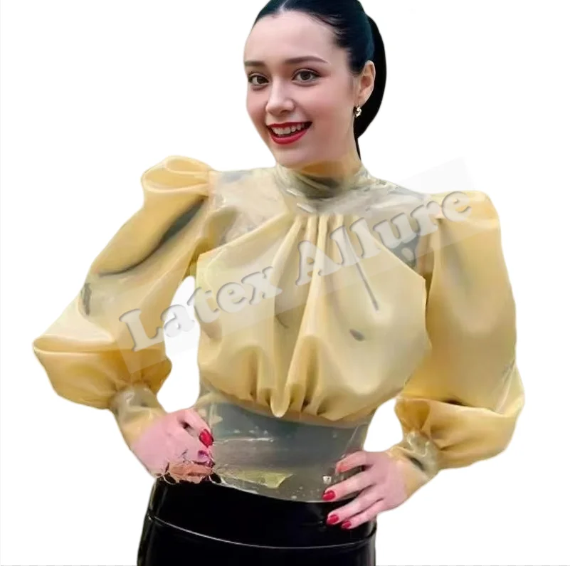 Handmade Sexy Woman Bodysuit Natural latex Lady's Long Sleeve Loosen ...
