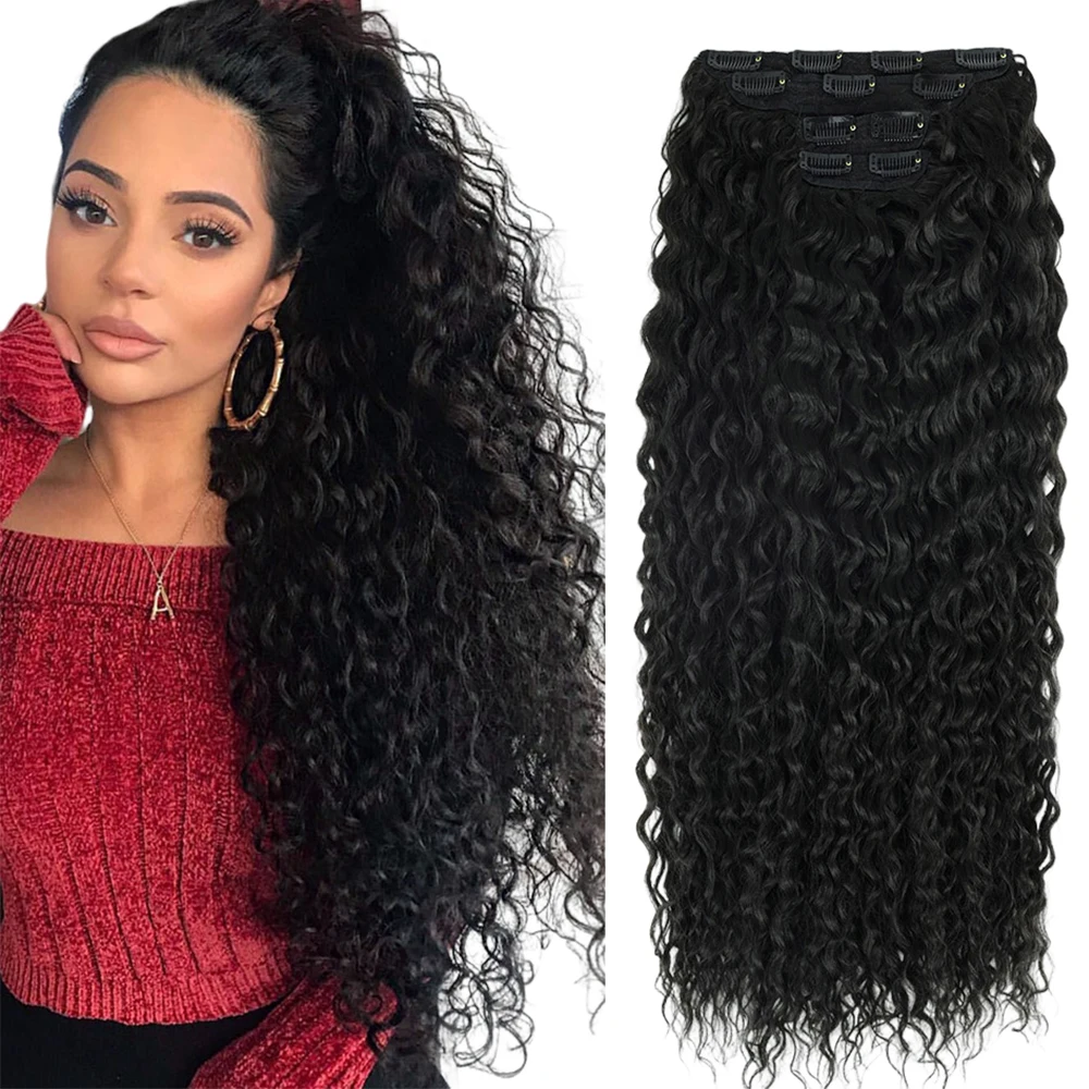 Afro-Kinky-Curly-Wavy-Synthetic-Hair-Clip-In-Hair-Extensions-Super-Long ...