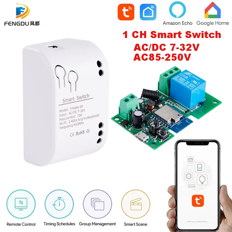 Wifi Smart Switch 1CH 7 32V Mini Wifi Light Controller 433 RF Receiver ...