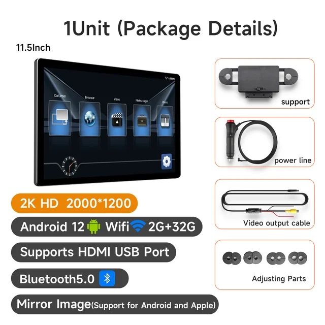 JIUYIN Android Headrest Monitor 2K IPS Tablet Touch Screen For Car Rear ...