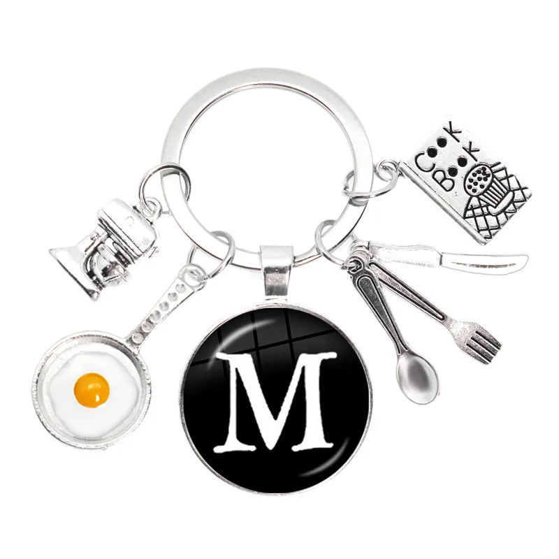 New-Cooking-Keychain-Home-Cooking-Key-Ring-A-Z-Round-Glass-Dome ...