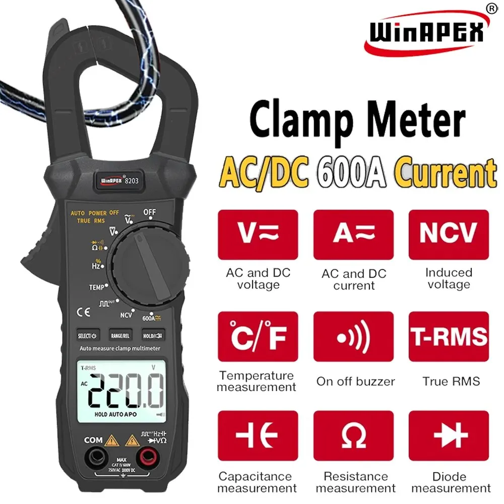 WINAPEX-ET8203-600A-AC-DC-Pocket-Clamp-Meter-6000-Counts-Digital ...