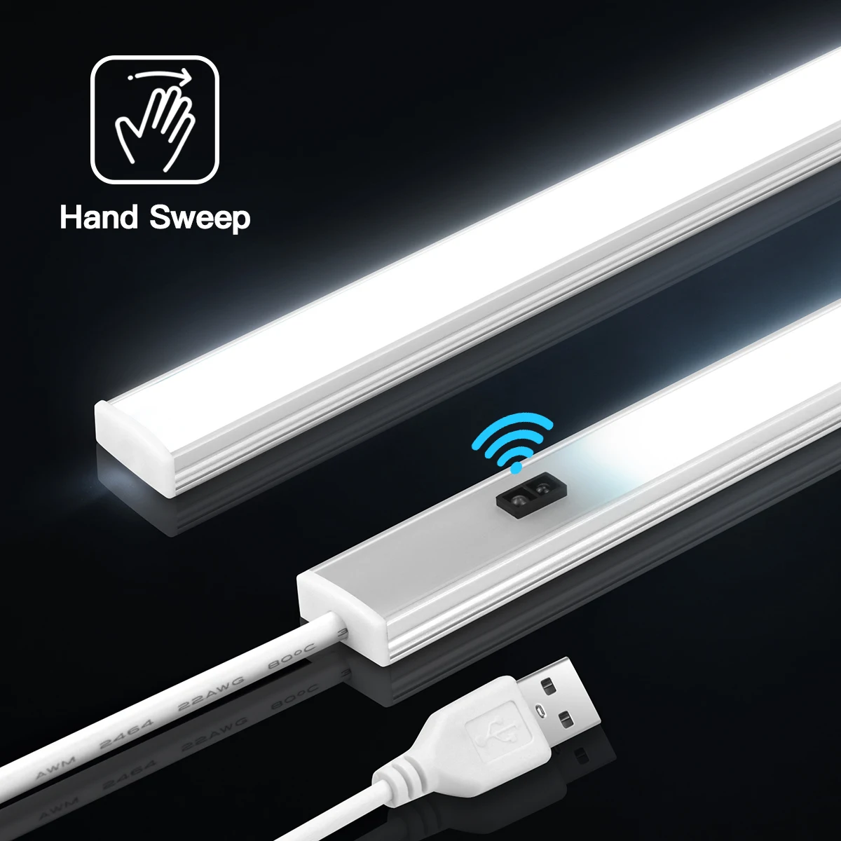 30/40/50CM Kitchen Cabinet LED Light Hand Sweep Motion Sensor USB Lamp ...