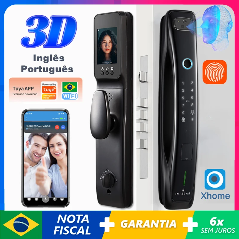 3d Face Smart Door Lock Security Camera Monitor Intelligent Fingerprint ...