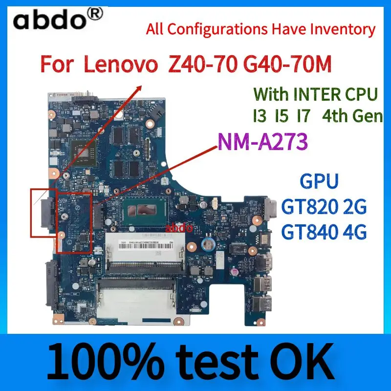 NM-A273.For LENOVO Ideapad Z40-70 G40-70M Laptop Motherboard.With N2957 ...