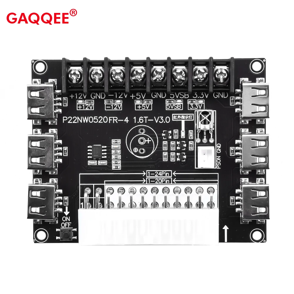 24-Pins-ATX-Power-Supply-Breakout-Board-Acrylic-Case-Kits-USB-Charging ...