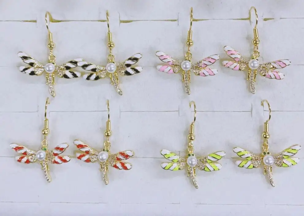 1pair-Small-Hoop-dragonfly-pearl-Earrings-For-Women-Pendientes-Mujer ...