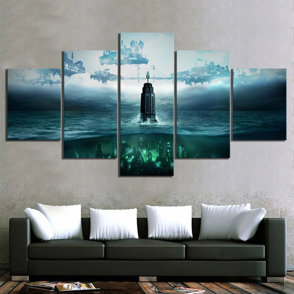 5-Panels-Canvas-Wall-Art-Poster-Painting-BioShock-The-Collection-Video ...