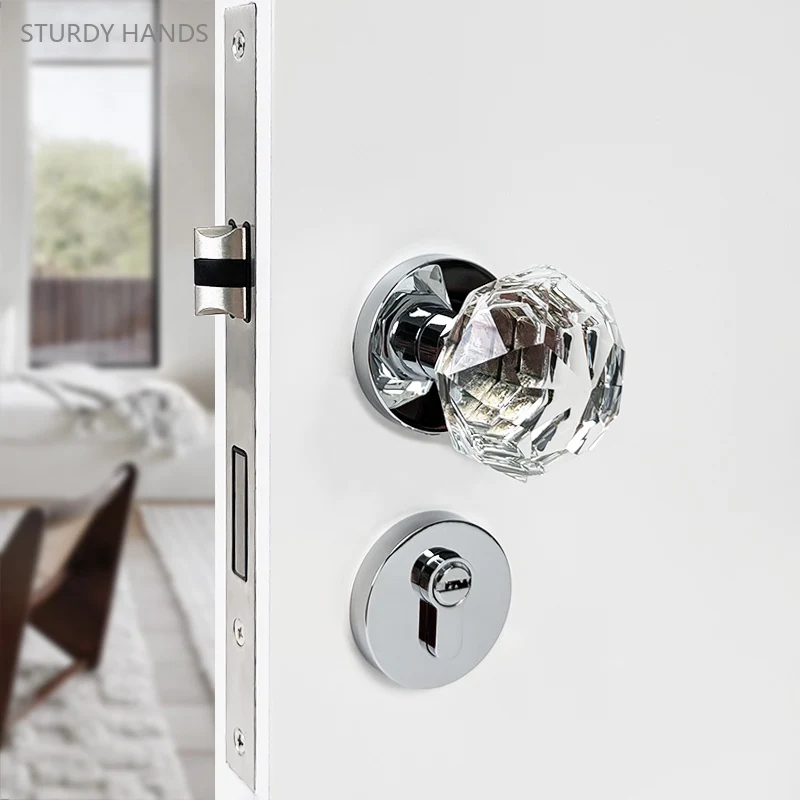 1 Set of Zinc Alloy Crystal Silent Spherical Door Locks French Luxury ...