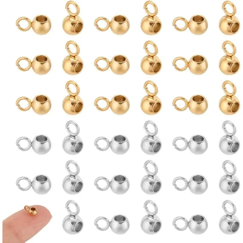 60pcs-2-Colors-4mm-in-Diameter-304-Stainless-Steel-Tube-Bails-Rondelle ...