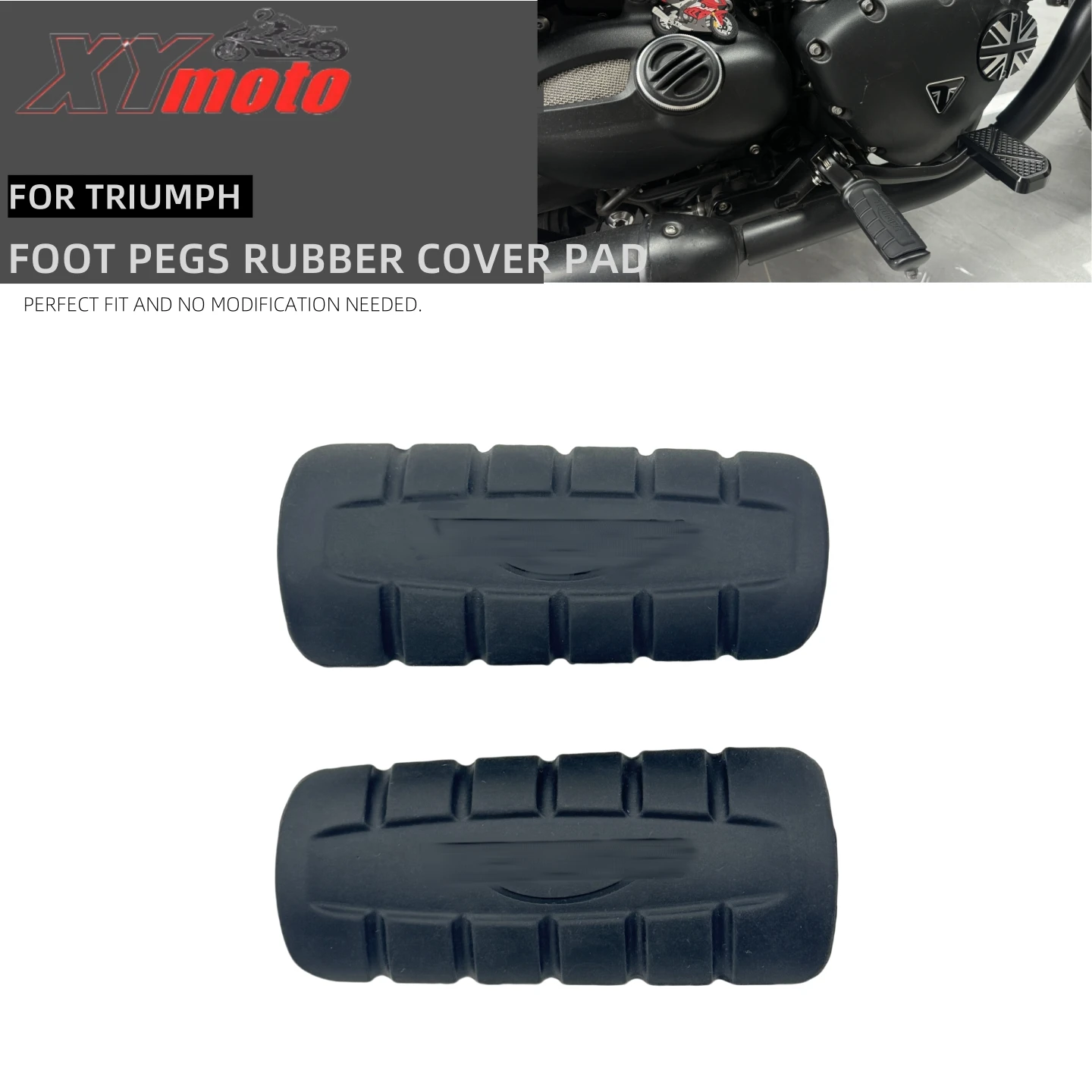 Foot Pegs Motorcycle Footrest Rubber Pedal Pads Black Pad Cover For ...