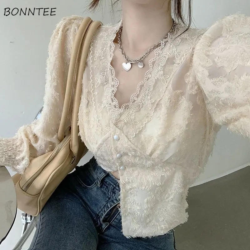 Shirts-Women-Spring-Design-V-neck-Inner-Lace-Tops-Aesthetic-Harajuku ...