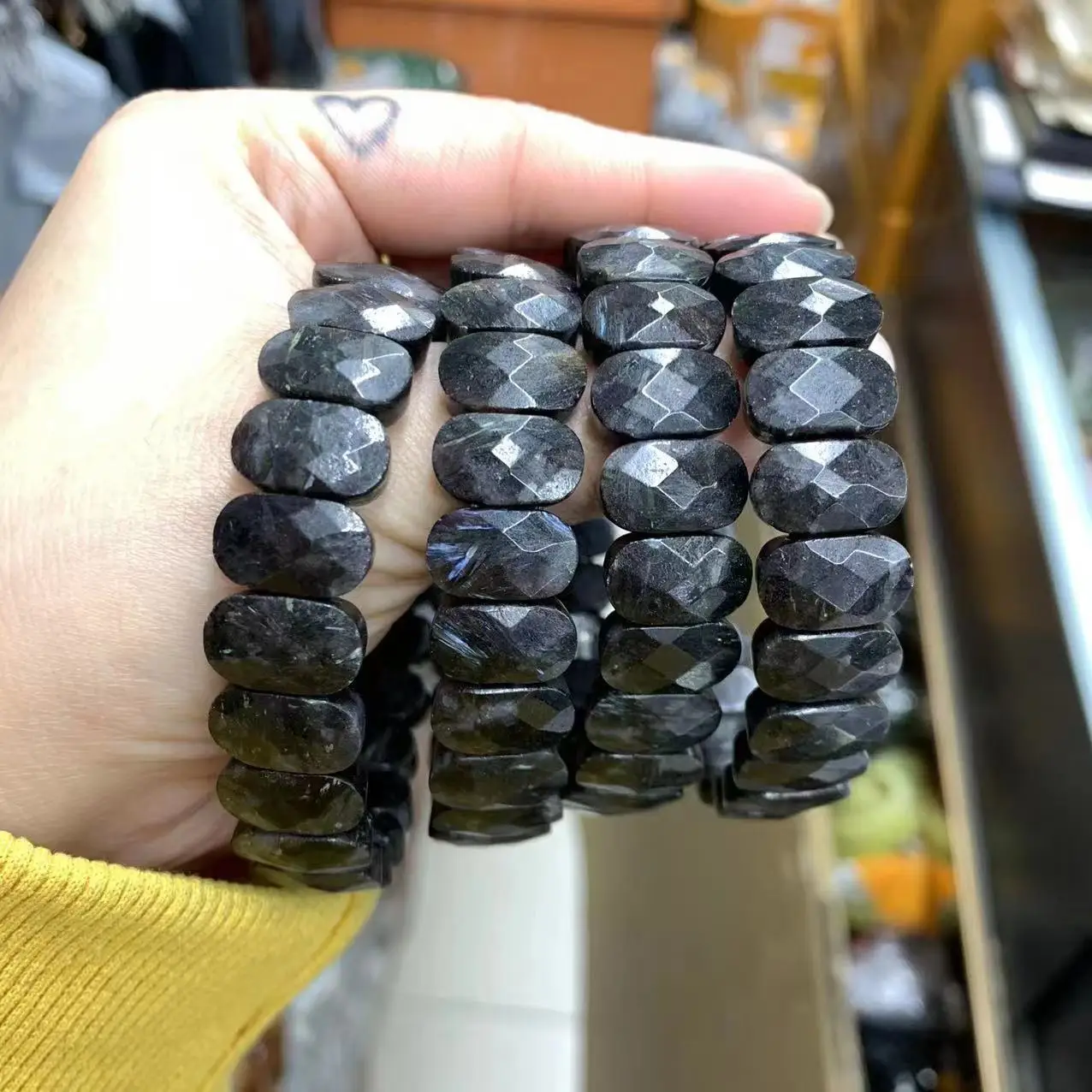 Astrophyllite Hornblende Arfvedsonite Stone Beads Bracelet Natural ...