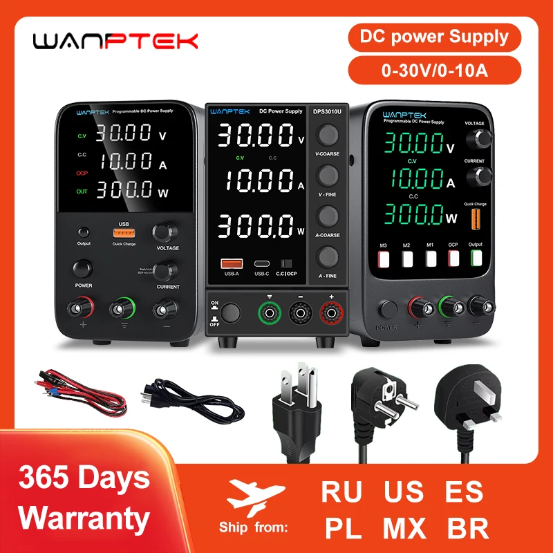Wanptek Laboratory DC Power Supply 30V 10A 60V 5A 120V 3A with USB Fast ...