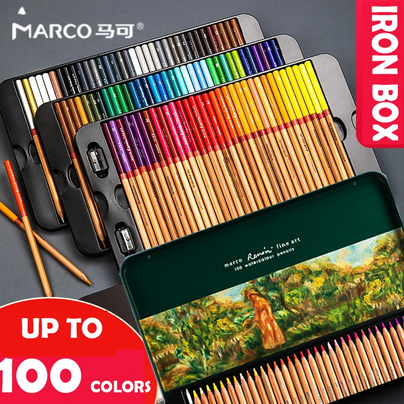 24-36-48-72-100pcs-Marco-Color-Pencils-with-Iron-Box-Art-Colored ...